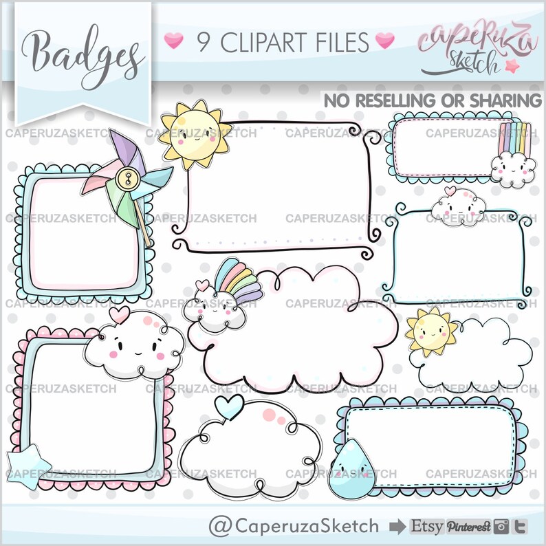 Badges Clipart Weather Clipart COMMERCIAL USE Labels - Etsy