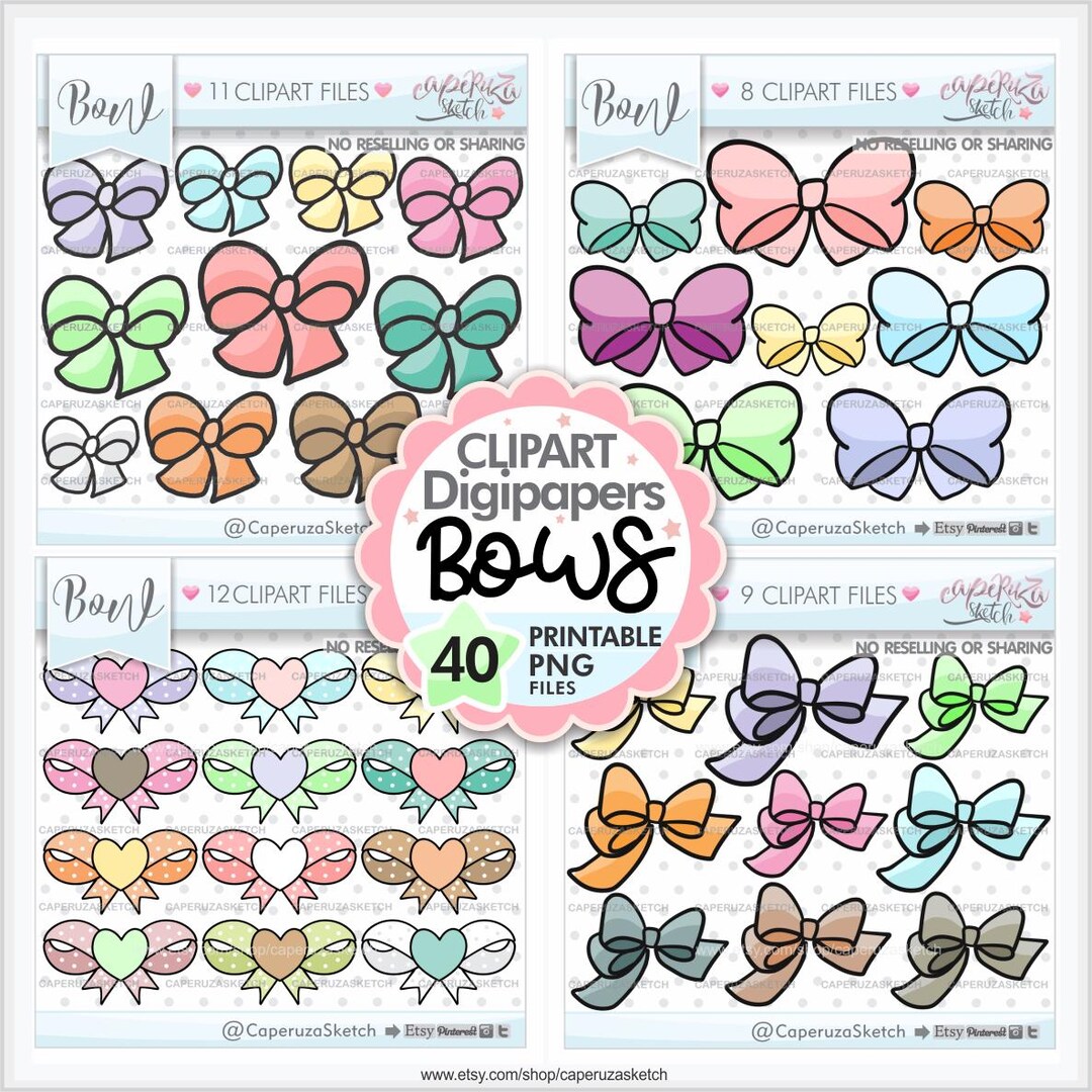 Bow Clipart, Bow Graphics, Gift Bow Clipart, Spotty Bow Clipart, Spotty ...