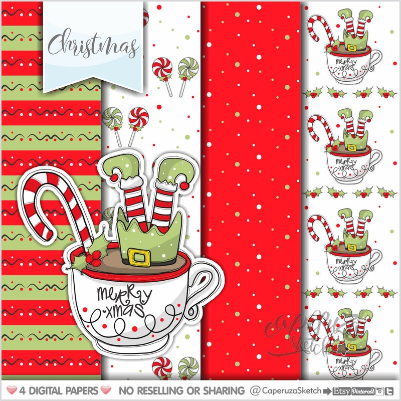 Christmas Digital Paper - Etsy