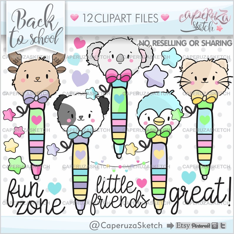 Pen Clipart School Clipart COMMERCIAL USE Color Pencil - Etsy
