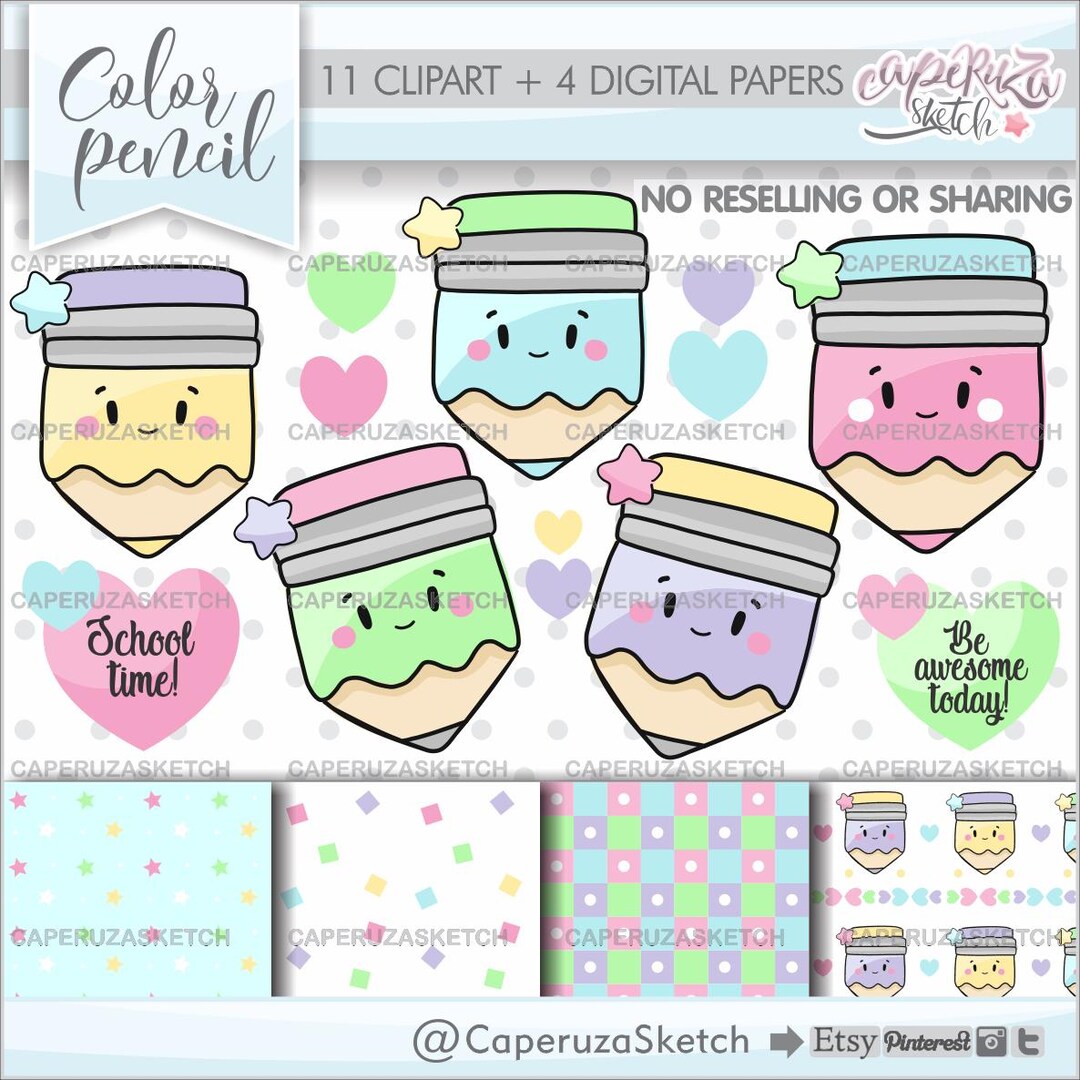 Color Pencil Clipart, Rainbow Coloring Pencil, COMMERCIAL USE, Pencil ...