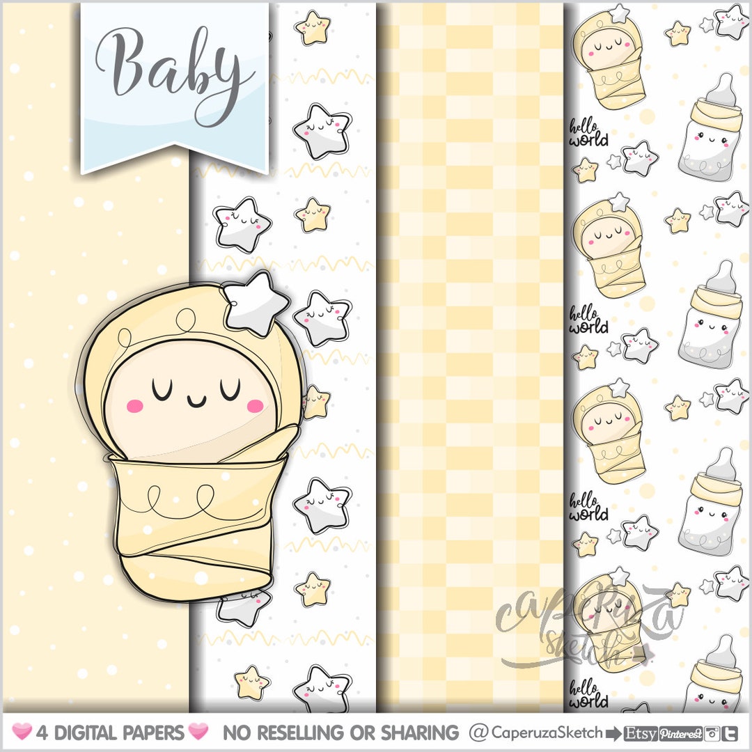Baby Digital Papers, Baby Patterns, COMMERCIAL USE, Baby Neutral ...