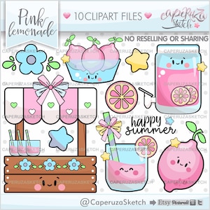 Pink Lemonade Clipart, Summer Clipart, COMMERCIAL USE, Lemonade ...