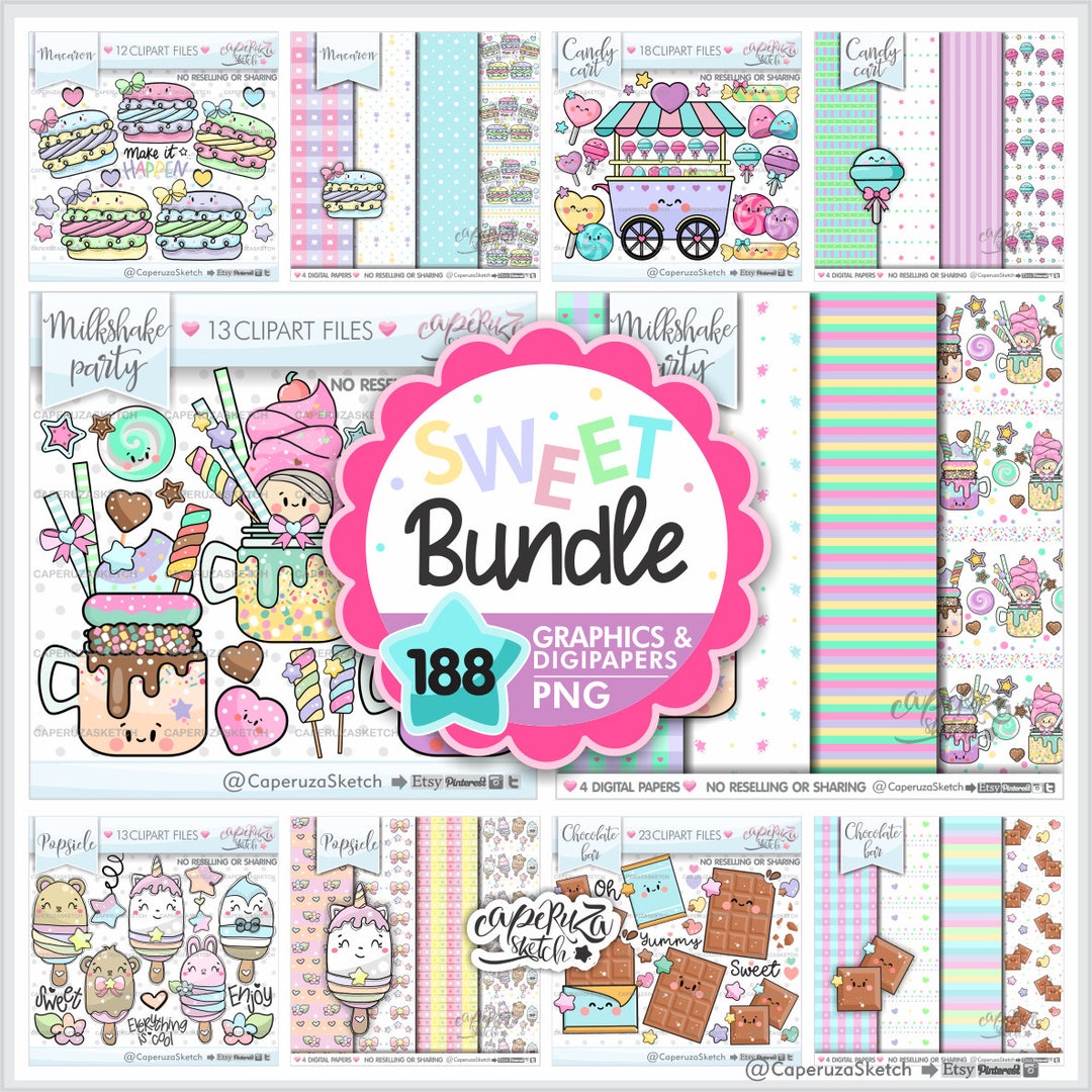 Sweet Clipart Bundle, Bundle Clipart, Bundle Digital Papers, Dessert ...