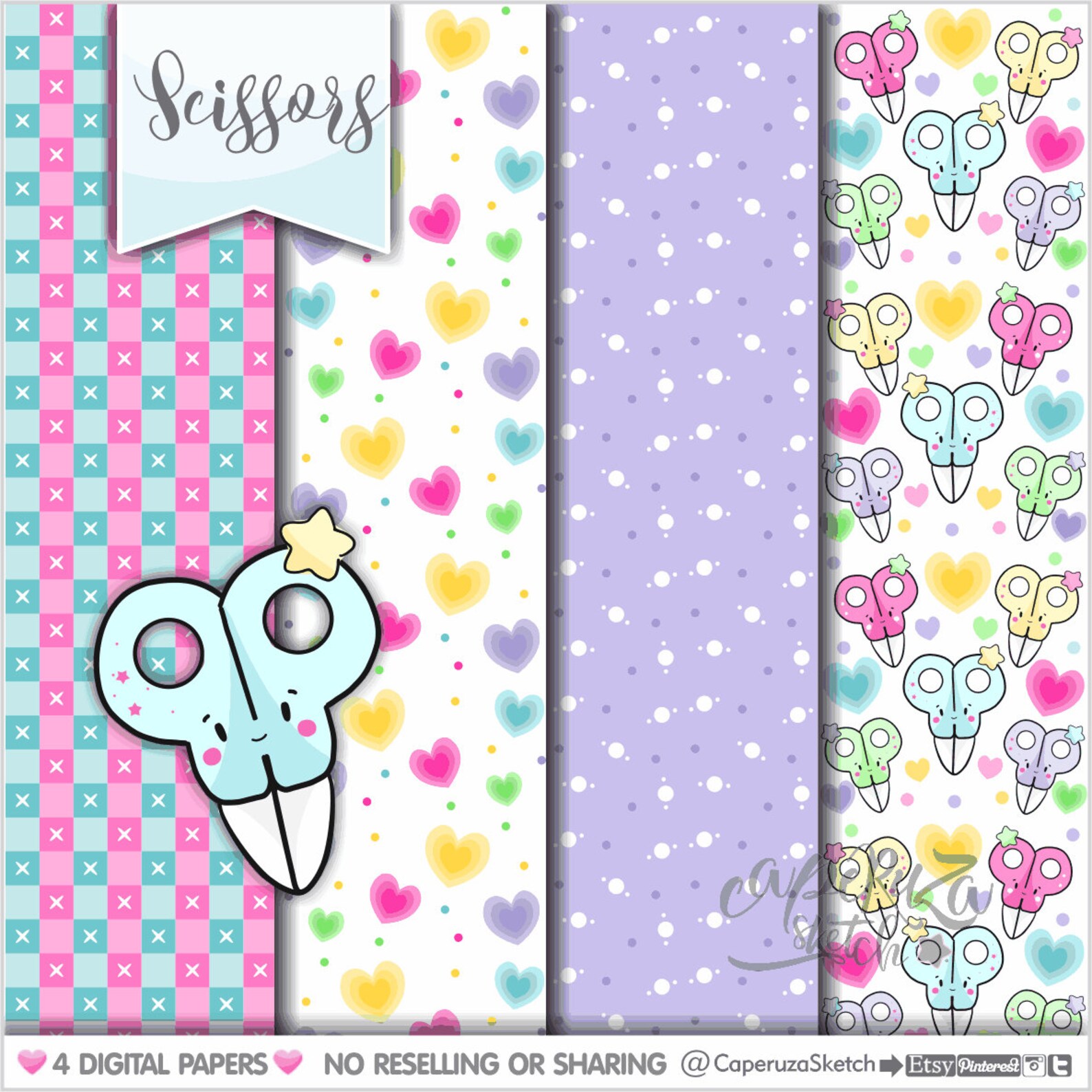 Scissors Digital Paper Scissors Pattern COMMERCIAL USE - Etsy