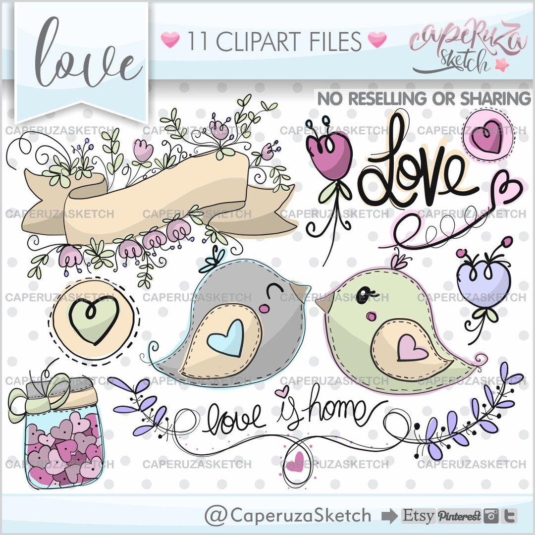 Valentine Clipart, Love Clipart, Love is Home, COMMERCIAL USE ...