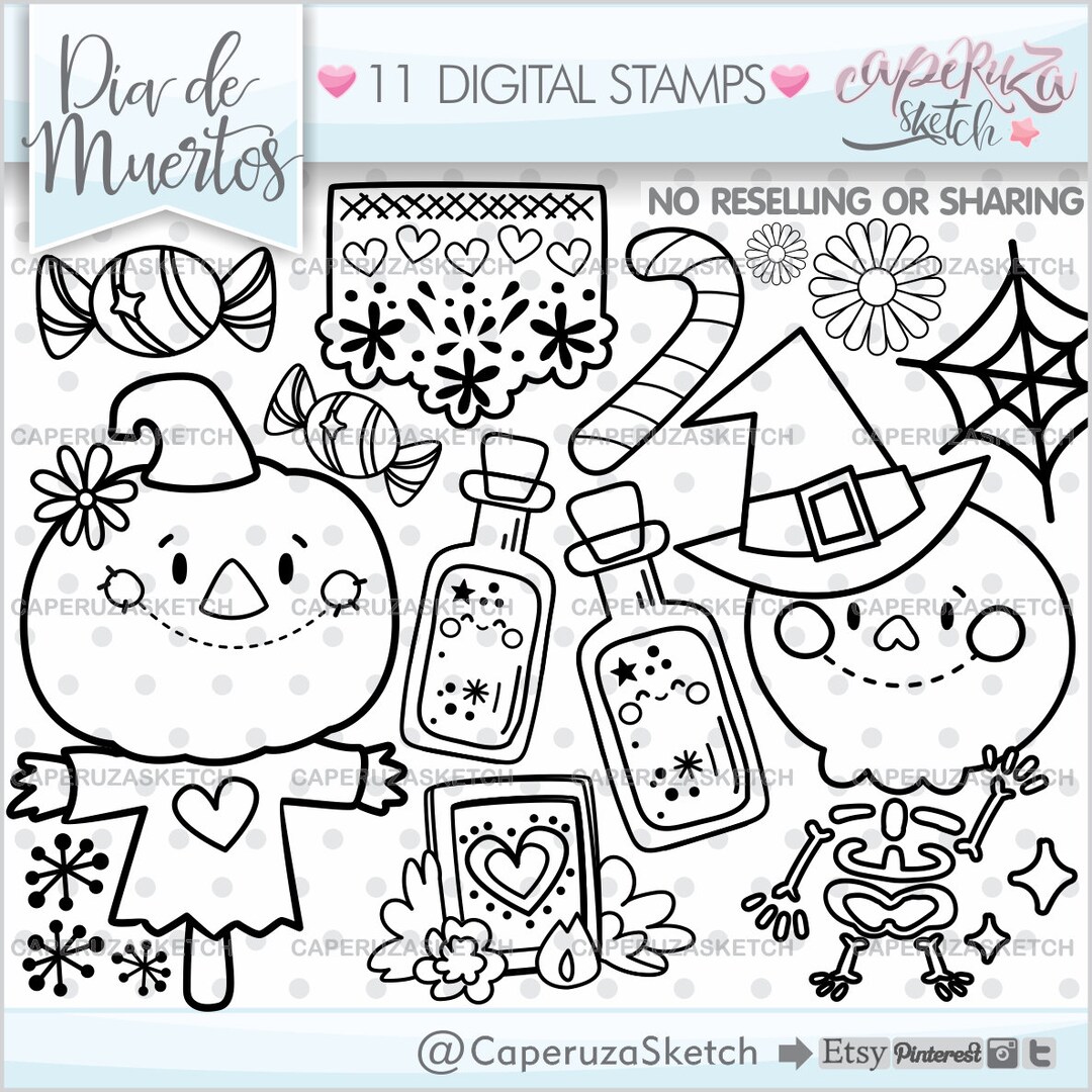 Dia De Los Muertos Stamps Day of the Dead Stamps COMMERCIAL - Etsy