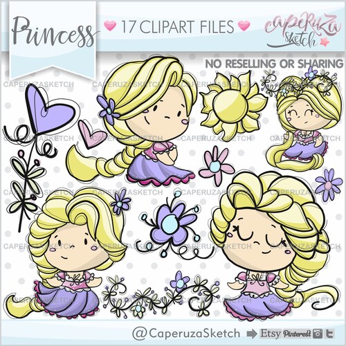 Princess Clip Art Princesses Clipart COMMERCIAL USE Fairy - Etsy