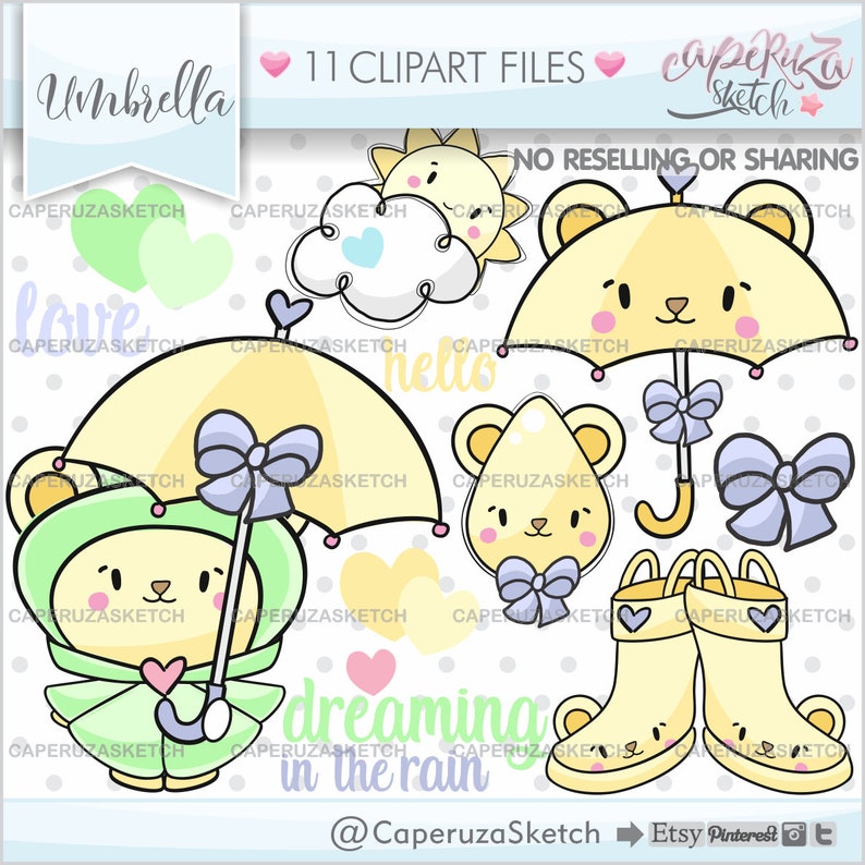 Bear Clipart Umbrella Clipart Bear Graphic COMMERCIAL USE - Etsy