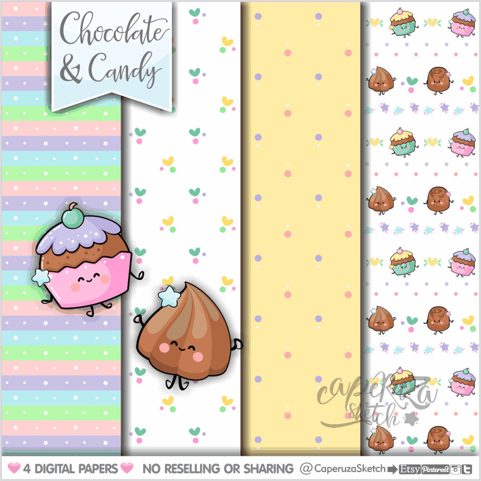 Candy Digital Papers Candy Patterns COMMERCIAL USE Digital - Etsy