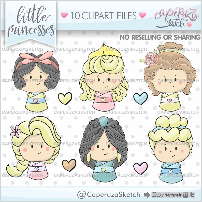 Princesses Clipart Princesses Graphics COMMERCIAL USE - Etsy