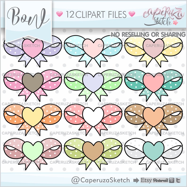 Bow Clipart Bow Graphics COMMERCIAL USE Gift Bow Clipart | Etsy