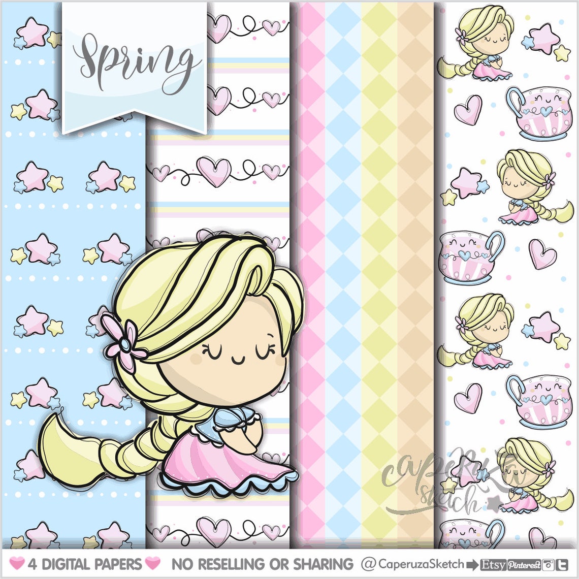 Princess Digital Paper Princess Printable Paper Princess | Etsy