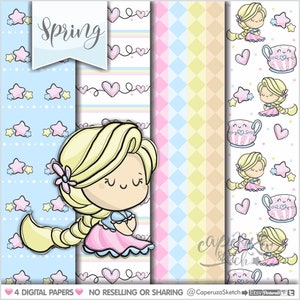 Princess Digital Paper, Princess Printable Paper, Princess Pattern ...