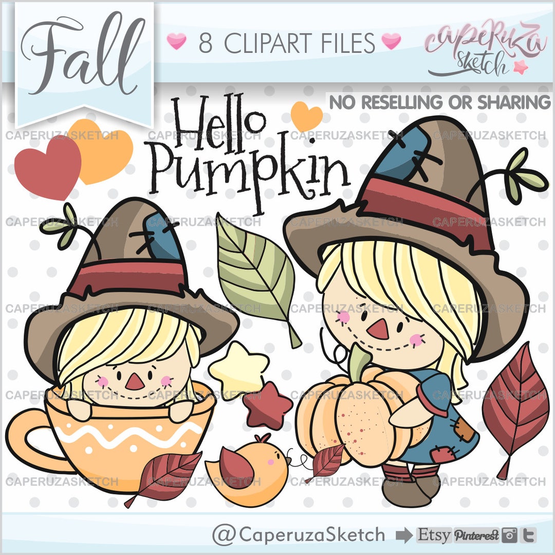 Autumn Clipart, Fall Clipart, COMMERCIAL USE, Scarecrow Clipart ...