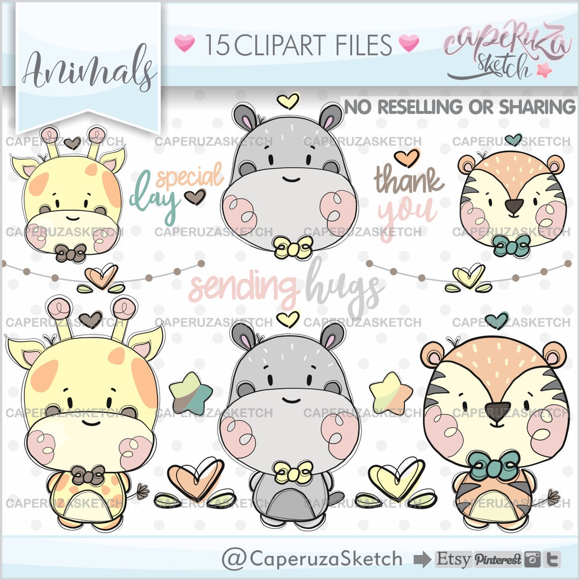 Animal Clipart Animal Graphics Zoo Clipart COMMERCIAL USE | Etsy