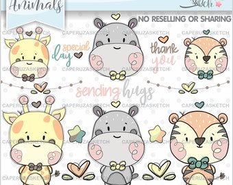 Chalkboard Zoo Animals Vector Pack Cute Animals Tiger Lion - Etsy