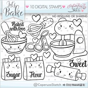 Baking Digital Stamps, Baking Stamps, Kitchen Tools Stamps, COMMERCIAL ...