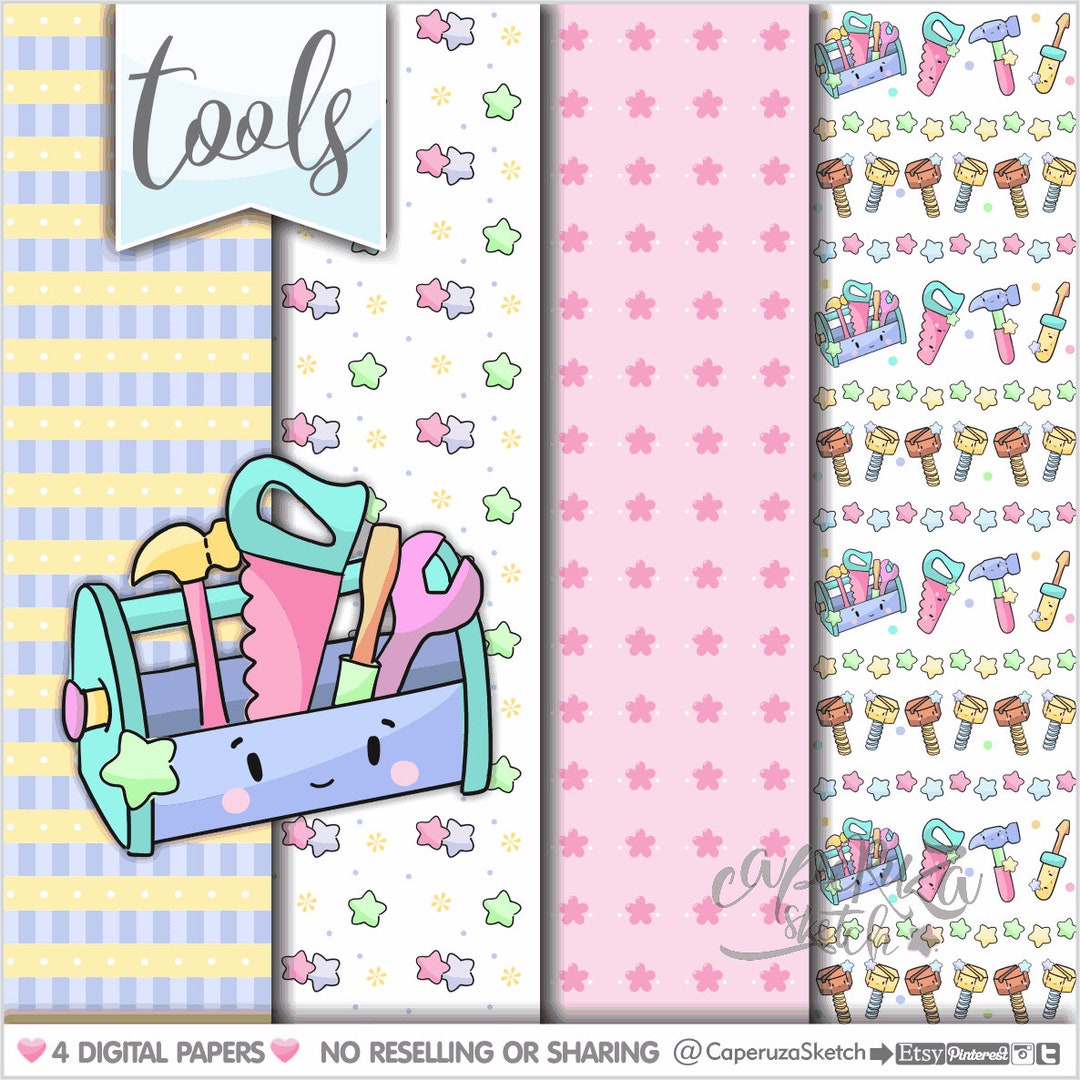 Tools Digital Paper, Tools Pattern, COMMERCIAL USE, Toolbox Digital ...
