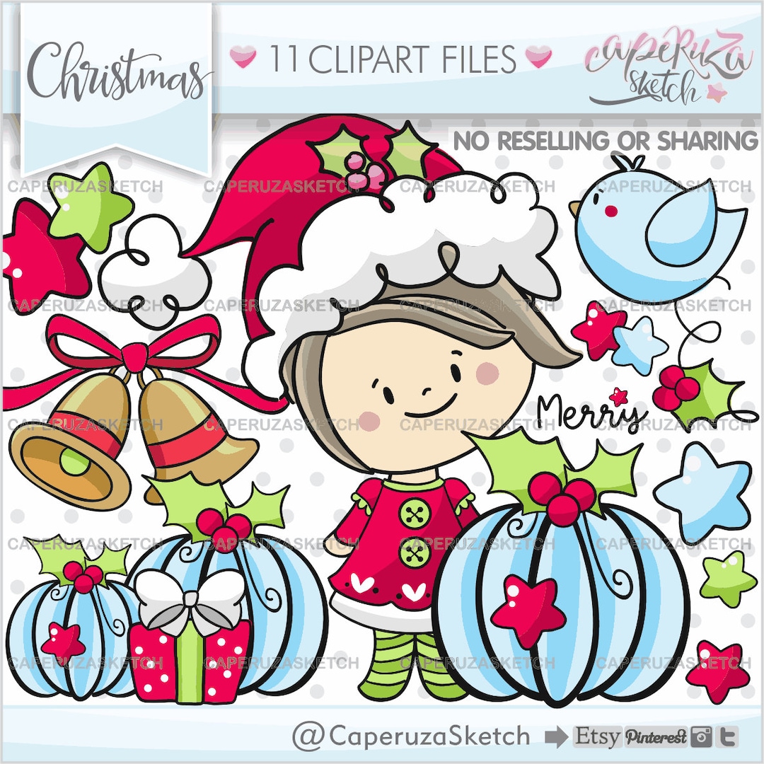 Christmas Girl Clipart, Christmas Clip Art, COMMERCIAL USE, Christmas ...