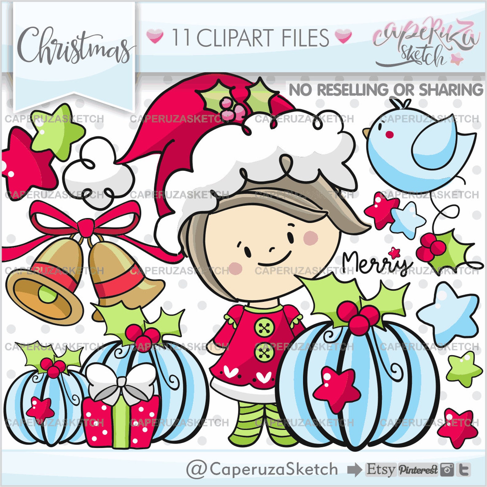 Christmas Girl Clipart Christmas Clip Art COMMERCIAL USE - Etsy