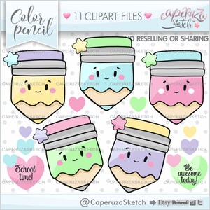 Color Pencil Clipart, Rainbow Coloring Pencil, COMMERCIAL USE, Pencil ...