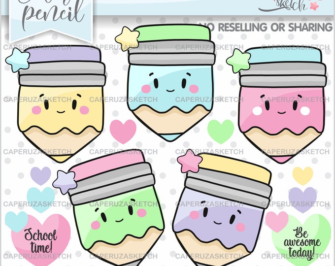 Color Pencil Clipart Rainbow Coloring Pencil COMMERCIAL USE - Etsy