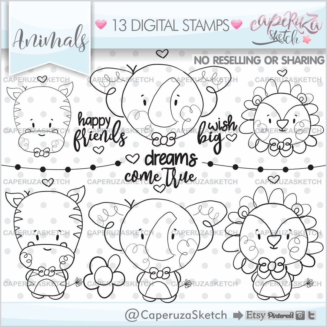 Animal Stamps, Zoo Stamps, Jungle Stamps, COMMERCIAL USE, Elephant ...