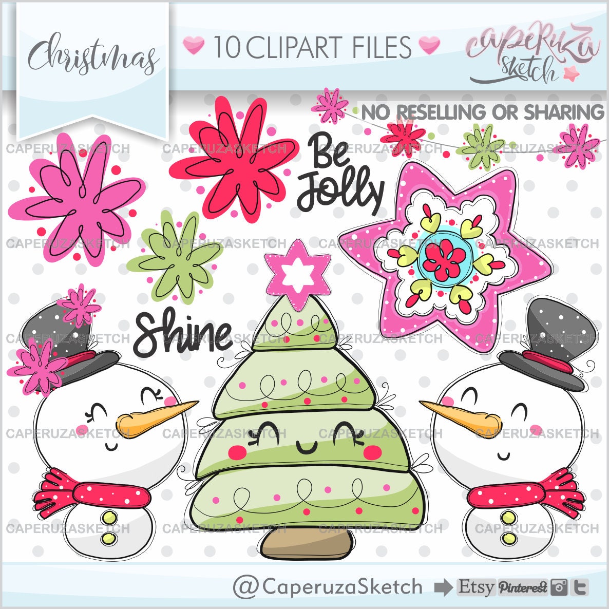 Christmas Clip Art Snow Man Clipart Christmas Tree Clipart | Etsy