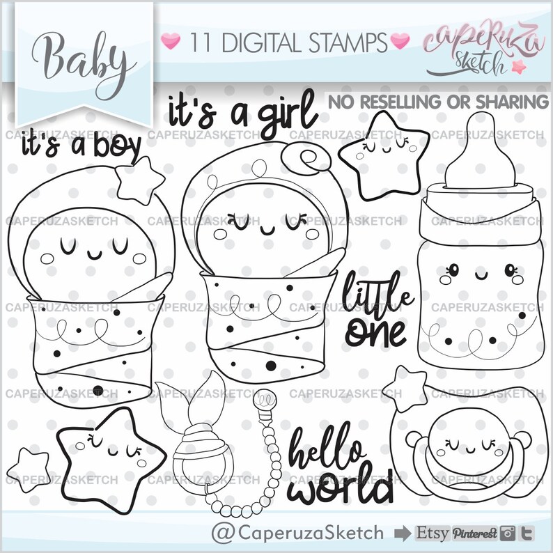 Baby Stamps New Born Stamps Welcome Stamps COMMERCIAL USE - Etsy