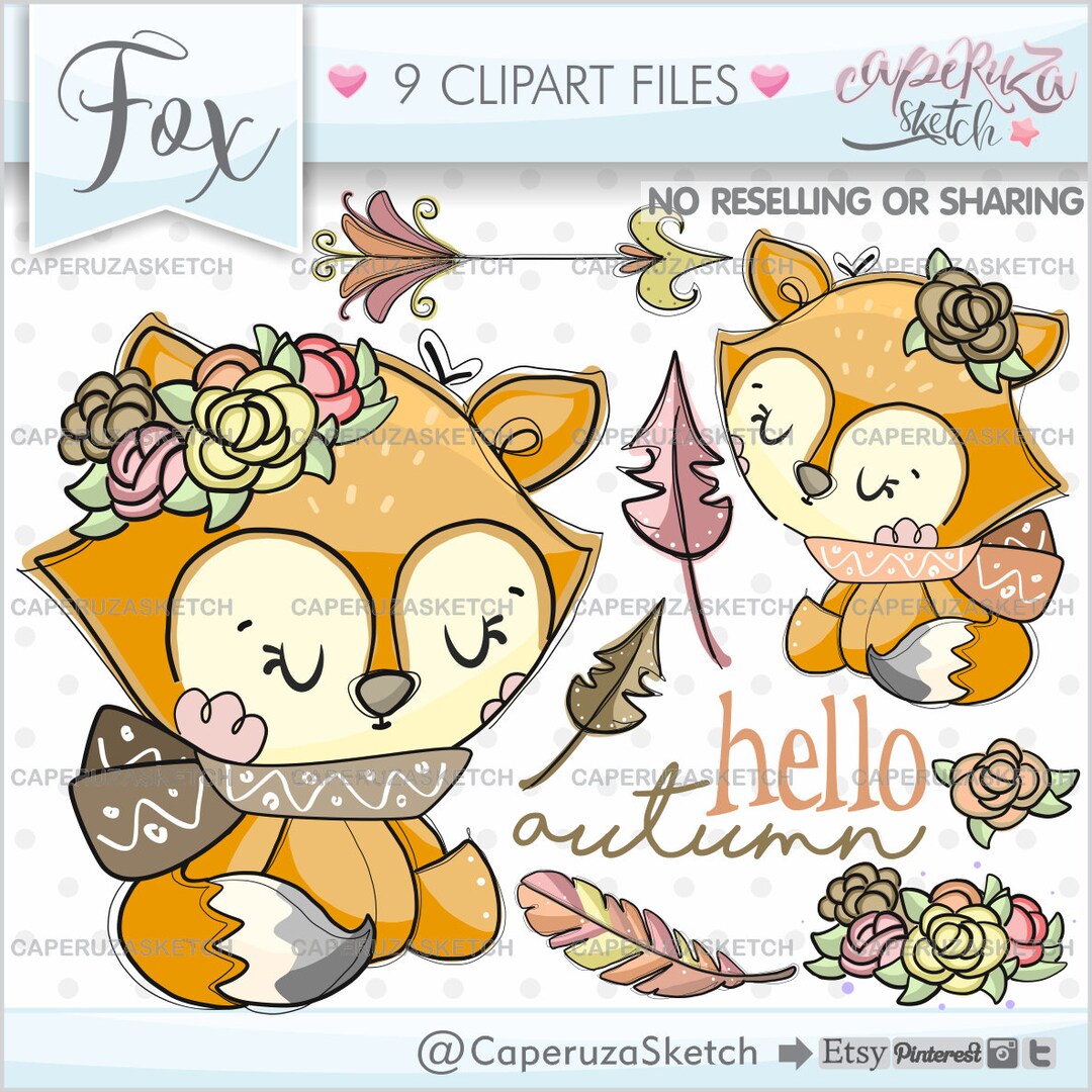 Autumn Clipart, Autumn Graphics, Fox Clipart, COMMERCIAL USE, Fox ...