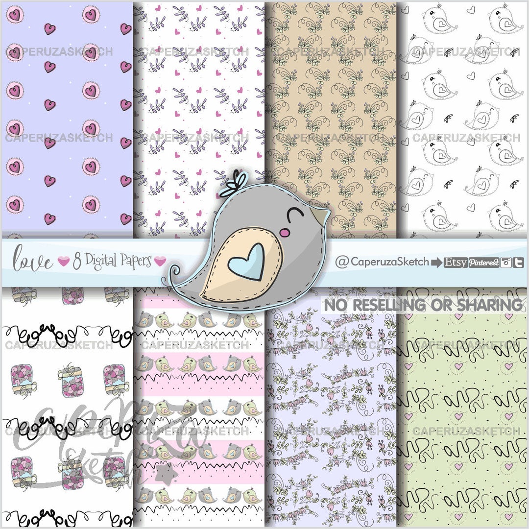 Bird Digital Paper, Printable Paper, Bird Pattern, COMMERCIAL USE, Bird ...