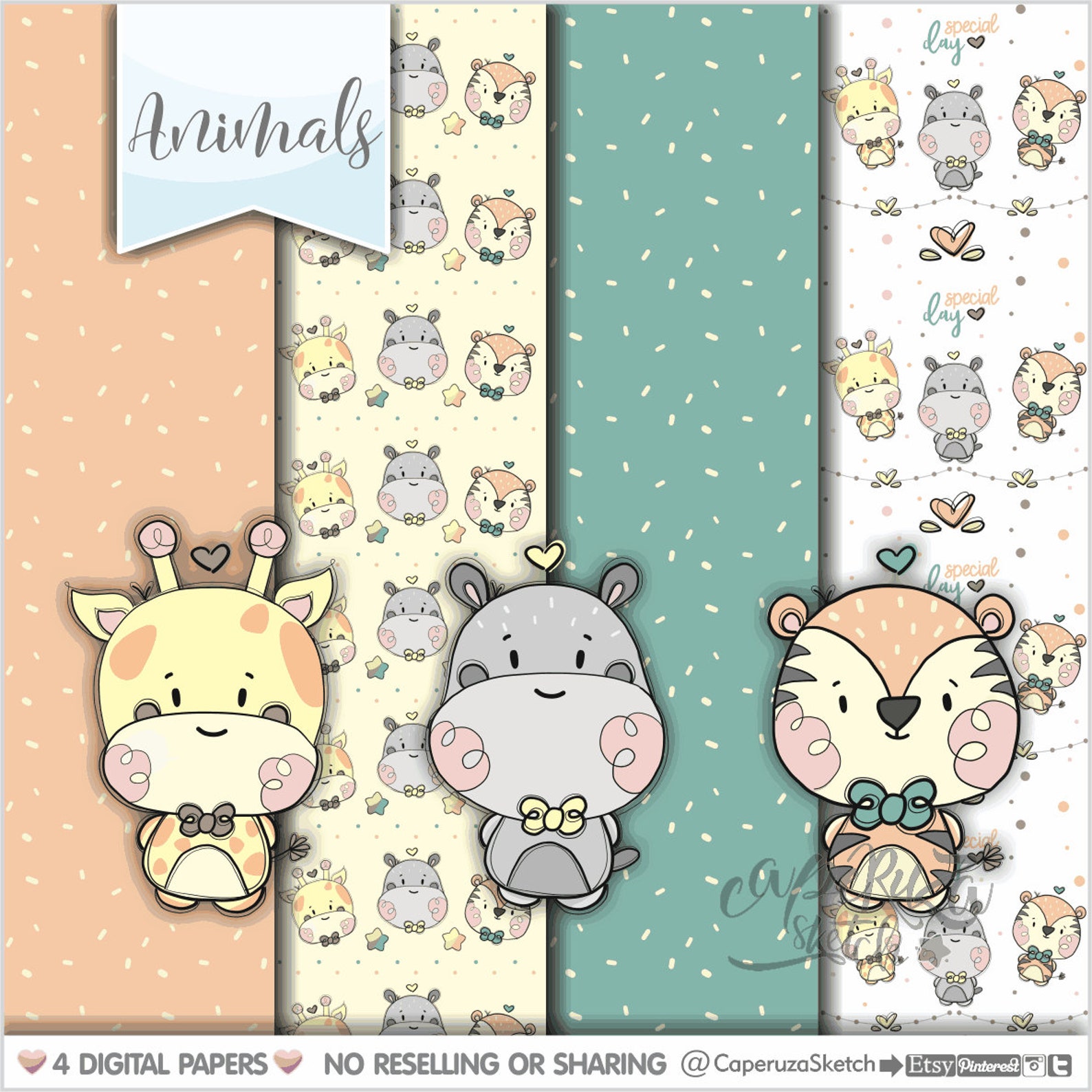 Animals Digital Paper Jungle Digital Paper Jungle Pattern | Etsy