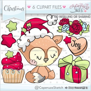 Christmas Clip Art, Christmas Clipart, COMMERCIAL USE, Fox Clipart, Fox ...