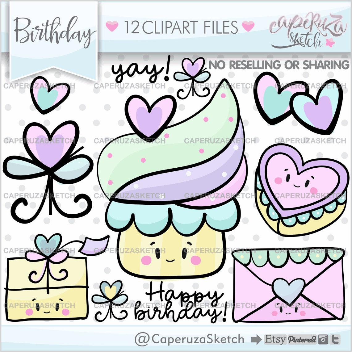 Birthday Clip Art Happy Birthday Clipart COMMERCIAL USE - Etsy