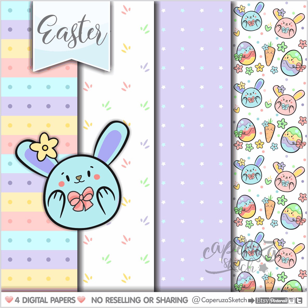 Spring Digital Papers Easter Digital Papers COMMERCIAL USE | Etsy