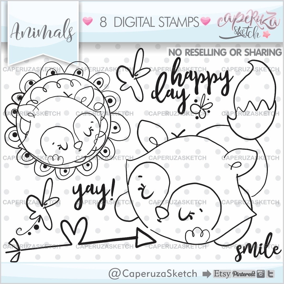 Fox Stamps, Animal Stamps, Nursery Stamps, COMMERCIAL USE, Woodland ...