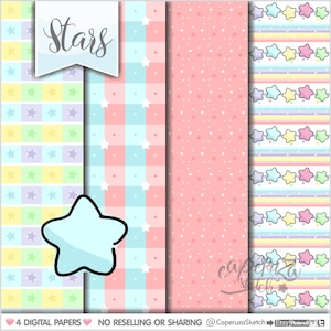 Star Digital Paper, Star Pattern, COMMERCIAL USE, Digital Papers ...