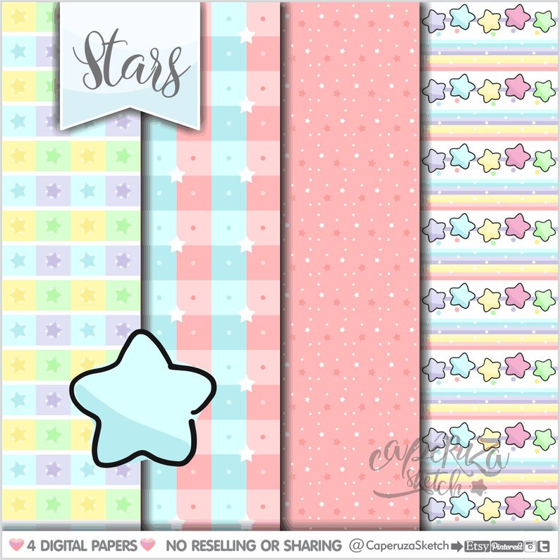 Star Digital Paper Star Pattern COMMERCIAL USE Digital - Etsy