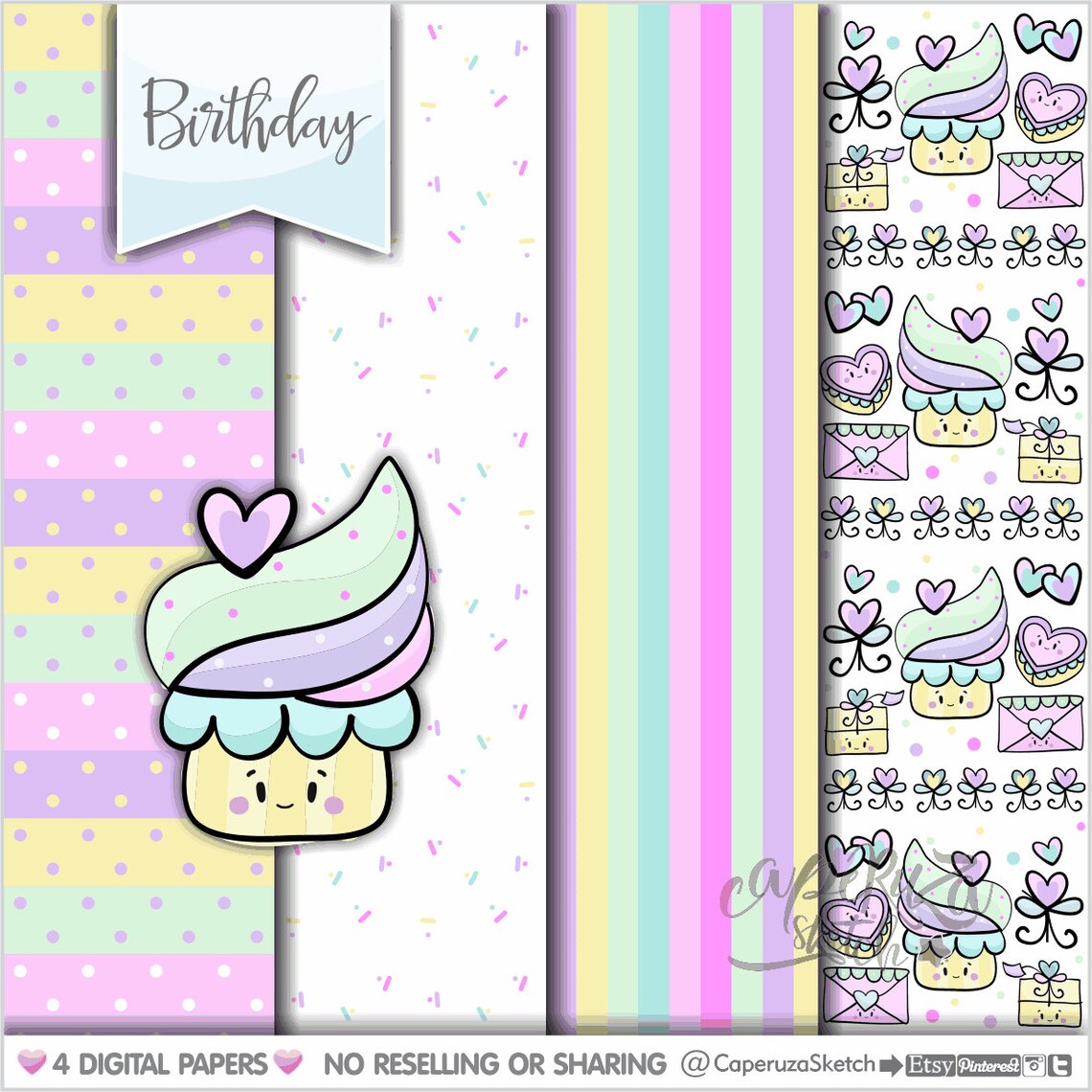 Cupcake Digital Papers Cupcake Patterns COMMERCIAL USE - Etsy