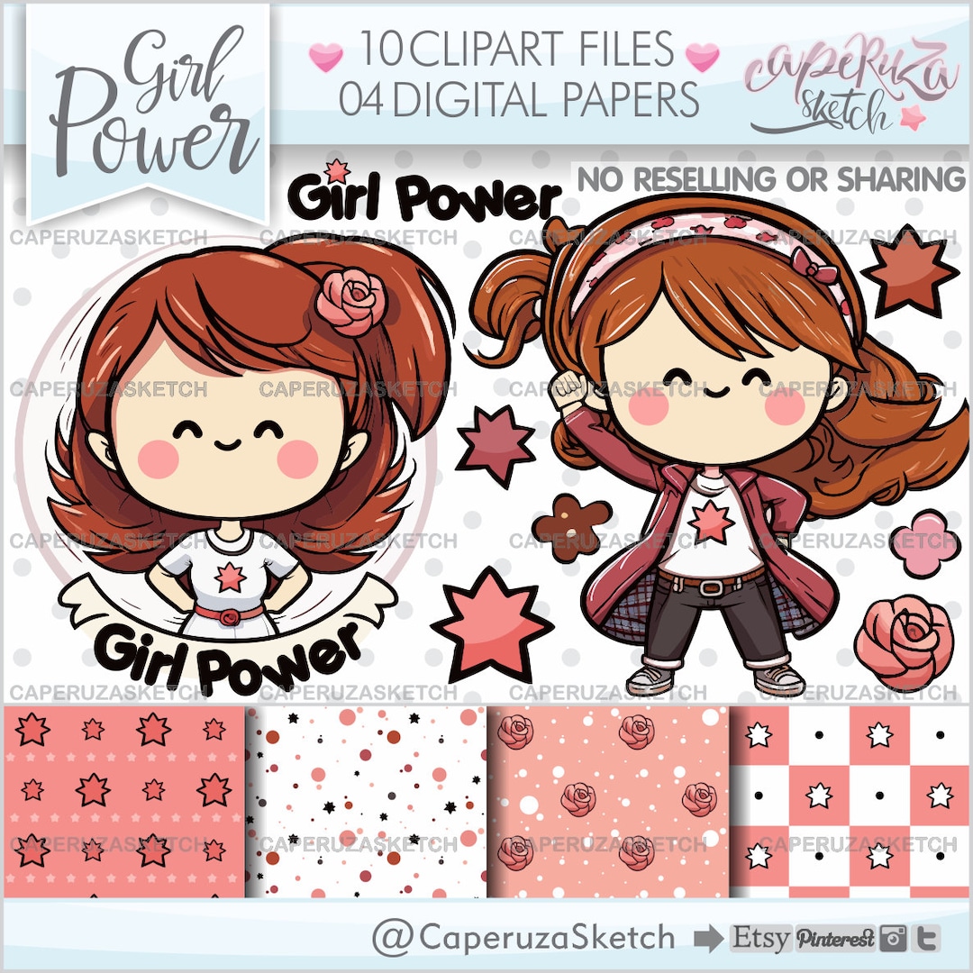Girl Power Clipart, Strong Women Clipart, Girl Empowerment, Feminist ...