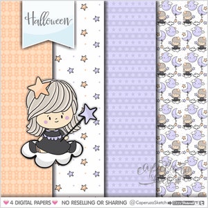 Halloween Digital Paper, Girl Digital Paper, Halloween Decor ...
