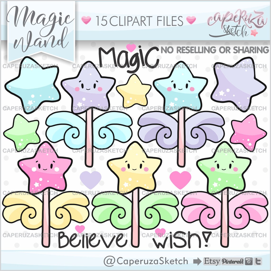 Magic Wand Clipart Magic Wand Graphics COMMERCIAL USE Magic | Etsy