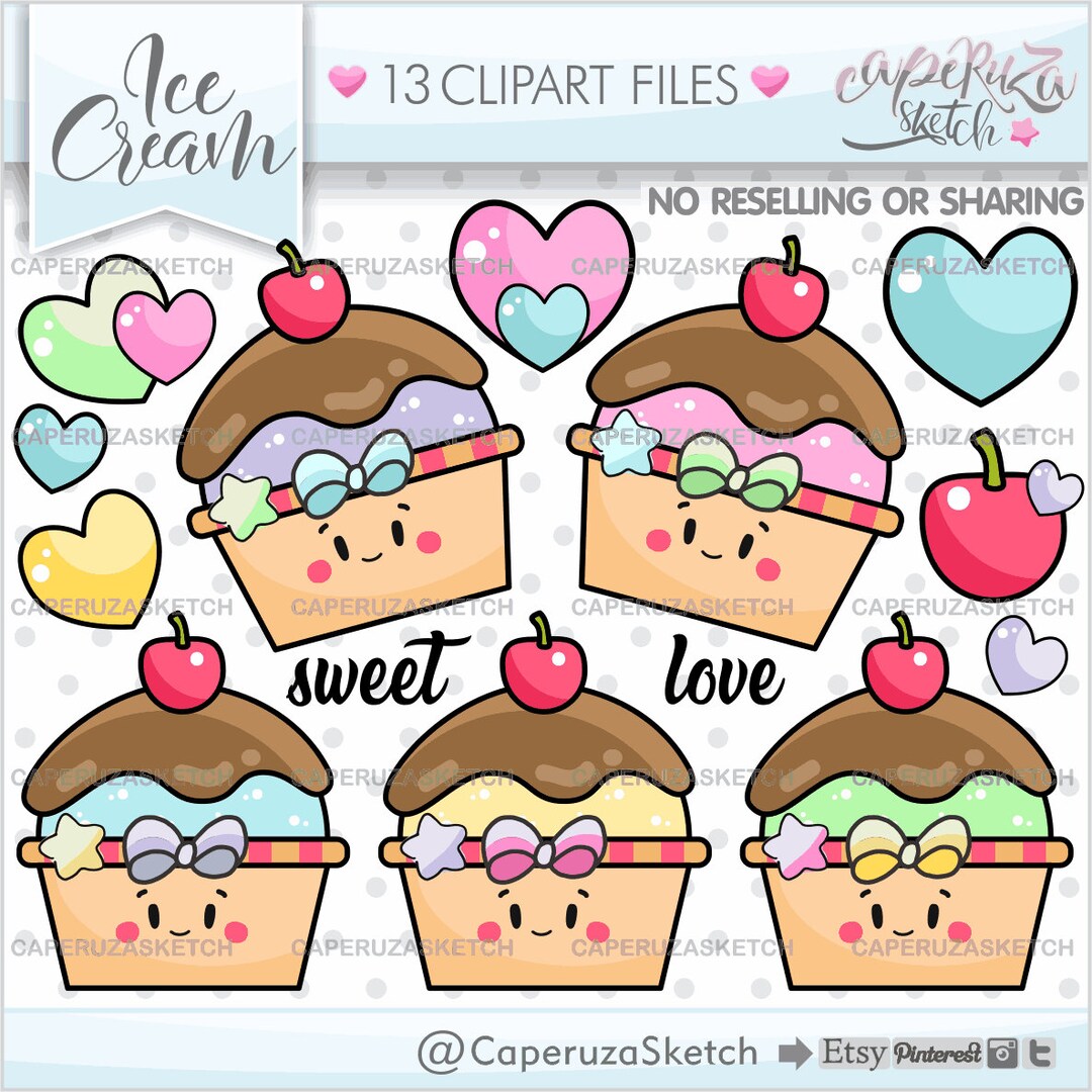 Ice Cream Clipart, Summer Clipart, COMMERCIAL USE, Ice Cream Cup ...