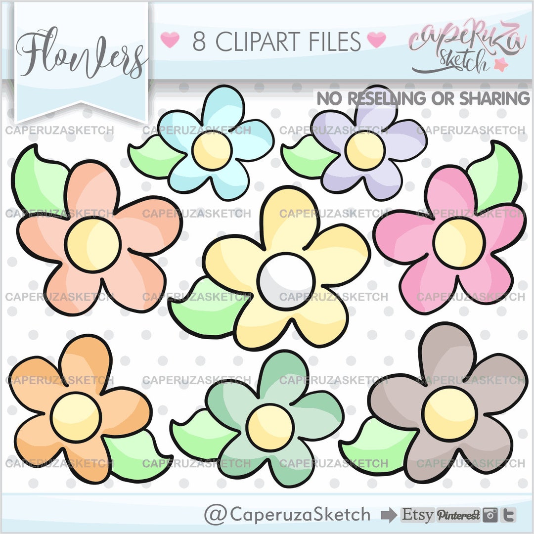Spring Clip Art, Flower Graphics, COMMERCIAL USE, Flower Clipart ...