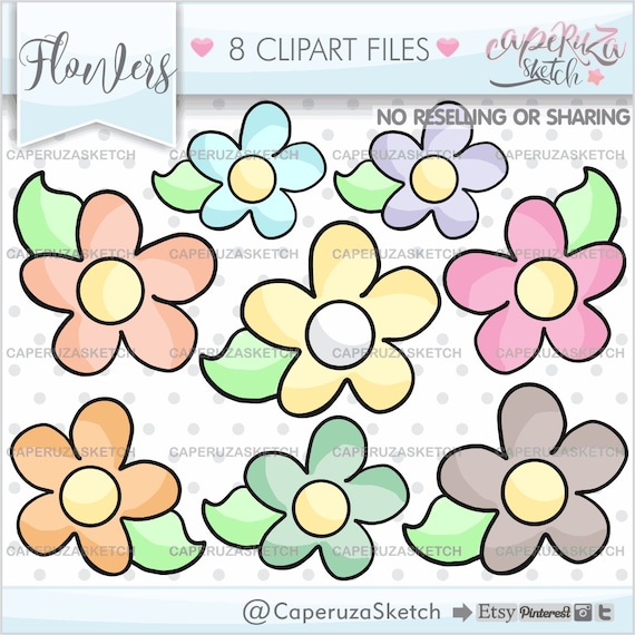 Spring Clip Art Flower Graphics COMMERCIAL USE Flower - Etsy