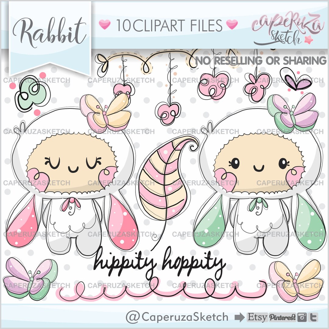Rabbit Clipart, Rabbit Graphics, Bunny Clipart, COMMERCIAL USE, Blossom ...