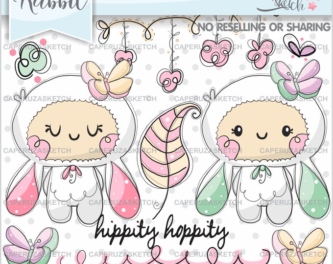 Rabbit Clipart Rabbit Graphics Bunny Clipart COMMERCIAL - Etsy