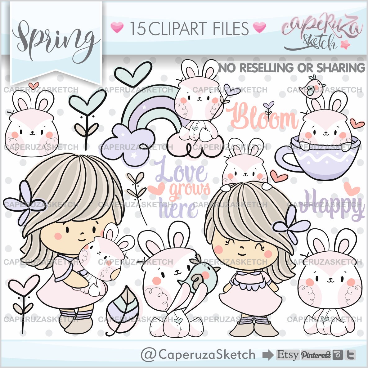 Bunny Clipart Bunny Graphics Spring Clipart Rabbit Clipart Clip Art ...