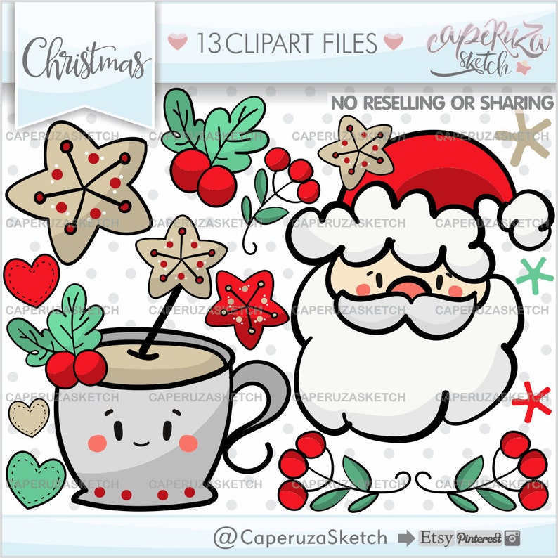 Christmas Clipart Christmas Graphics COMMERCIAL USE Santa - Etsy